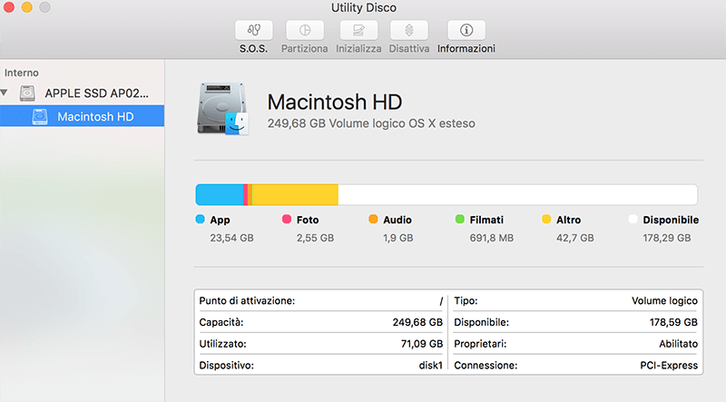 Come creare la partizione Boot Camp senza usare l'Assistente Boot camp